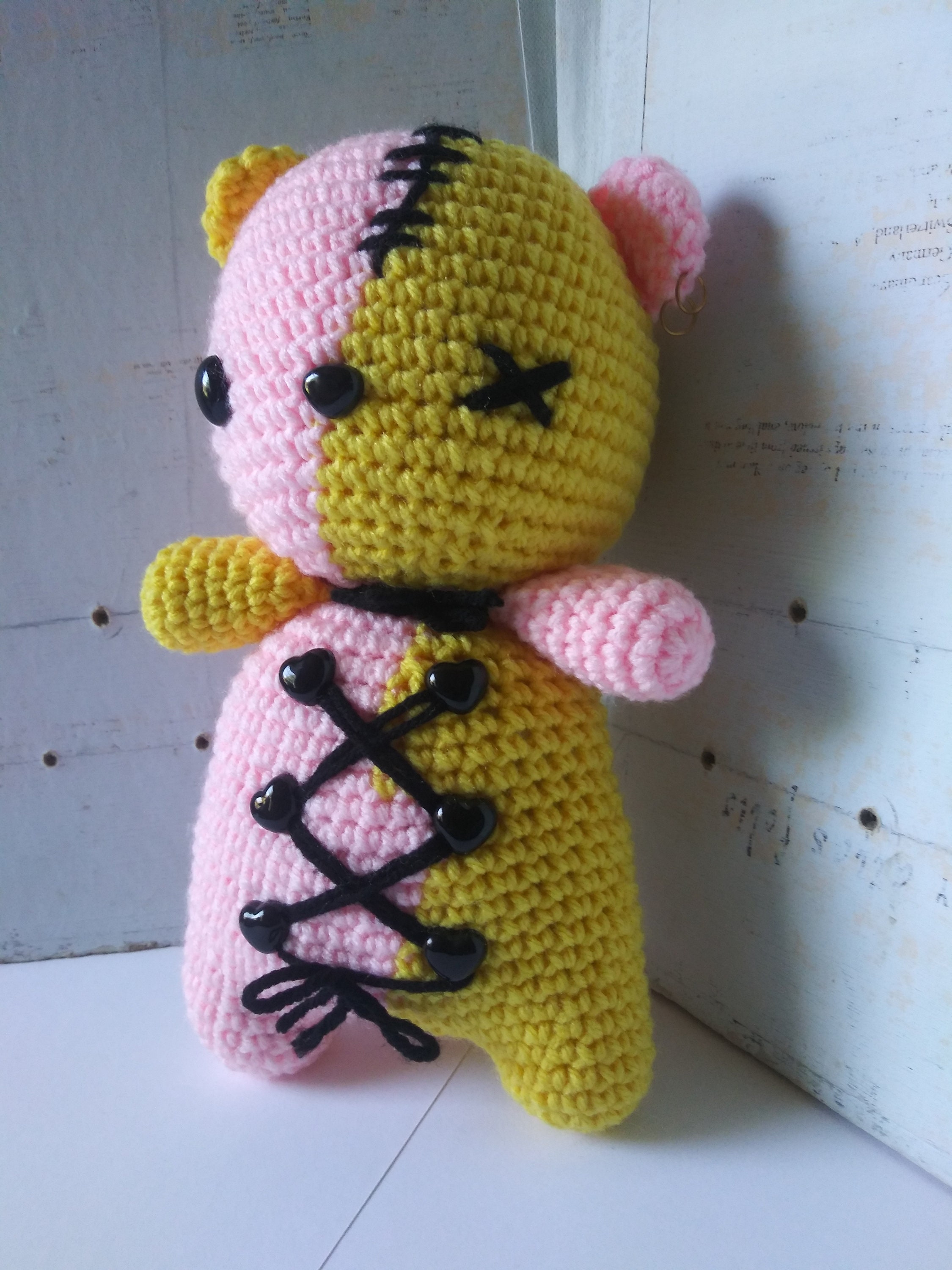 Crochet Goth Zombie Bear, Goth Zombie Plushies, Stuffed Teddy Bear ...