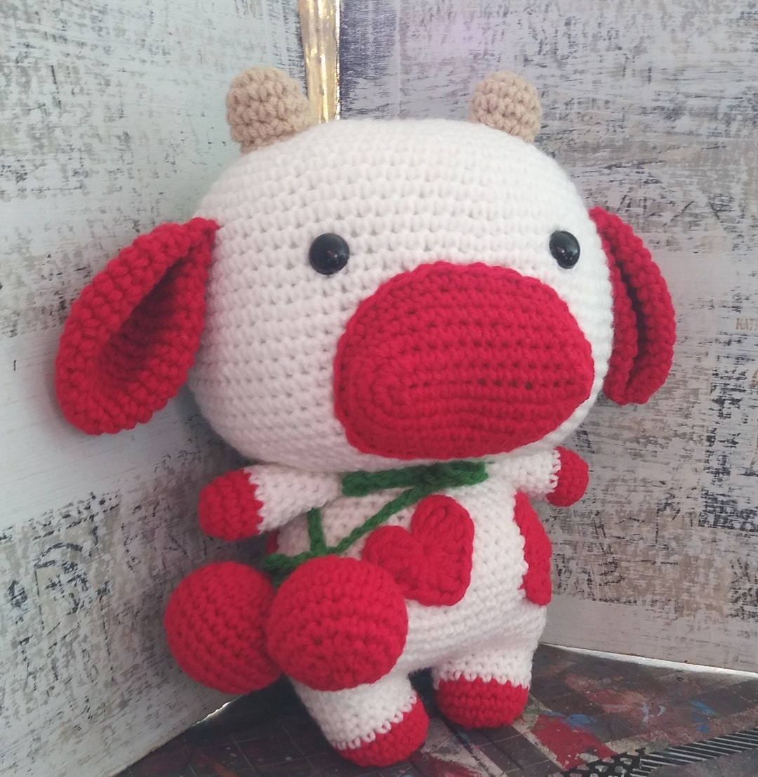Crochet Cherry Cow, Crochet Cow Plushie, Crochet Cherries, Knit Farm ...