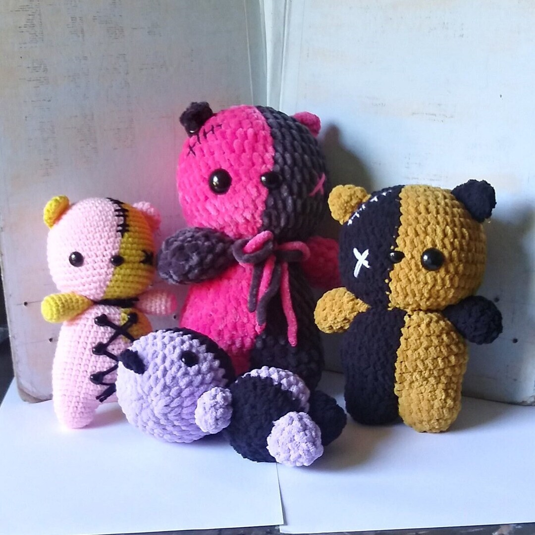 Crochet Goth Zombie Bear, Goth Zombie Plushies, Stuffed Teddy Bear ...