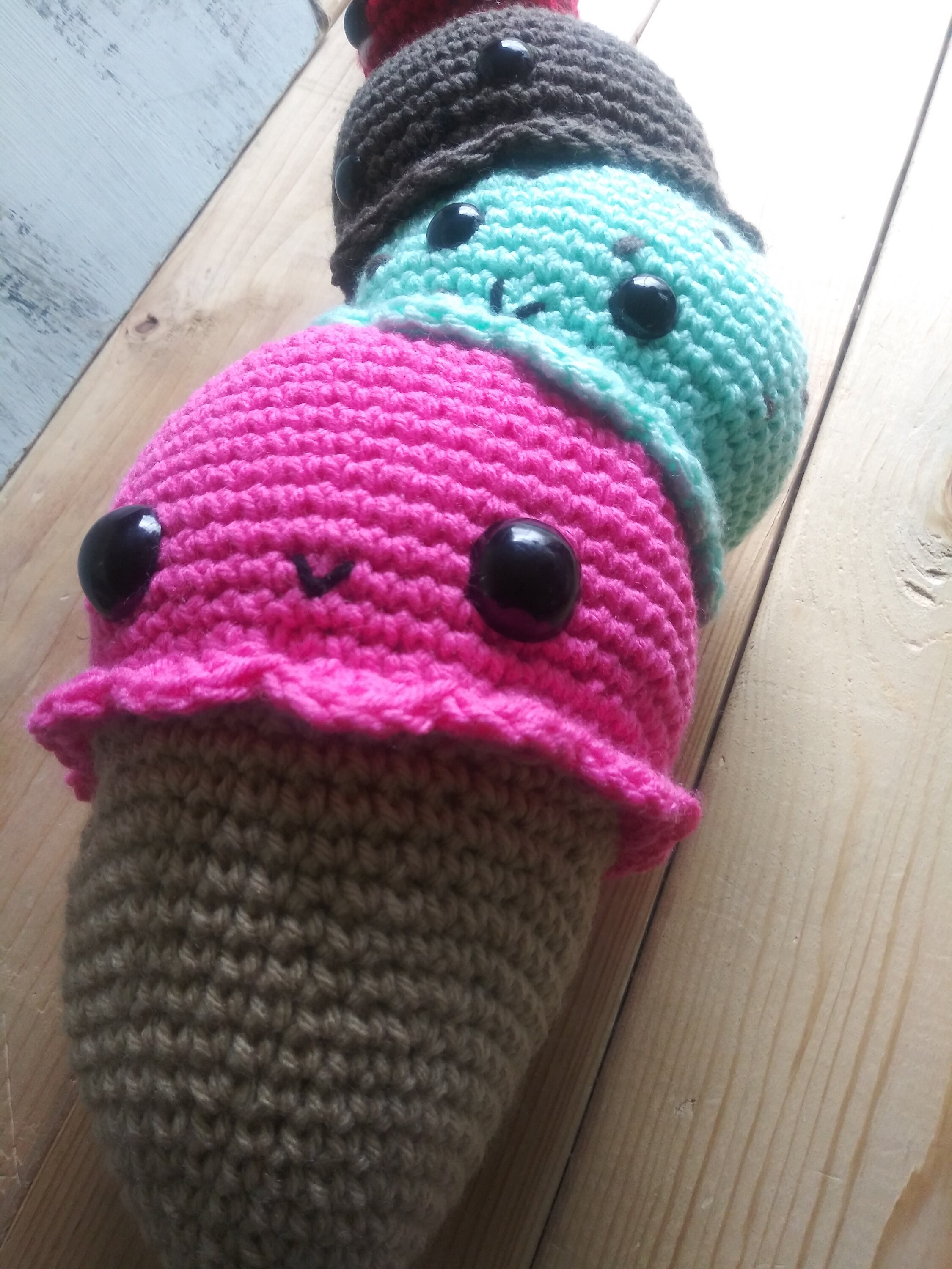 Crochet Stacked Ice Cream Scoops, Stuffed Ice Cream Cone, Crochet Food ...