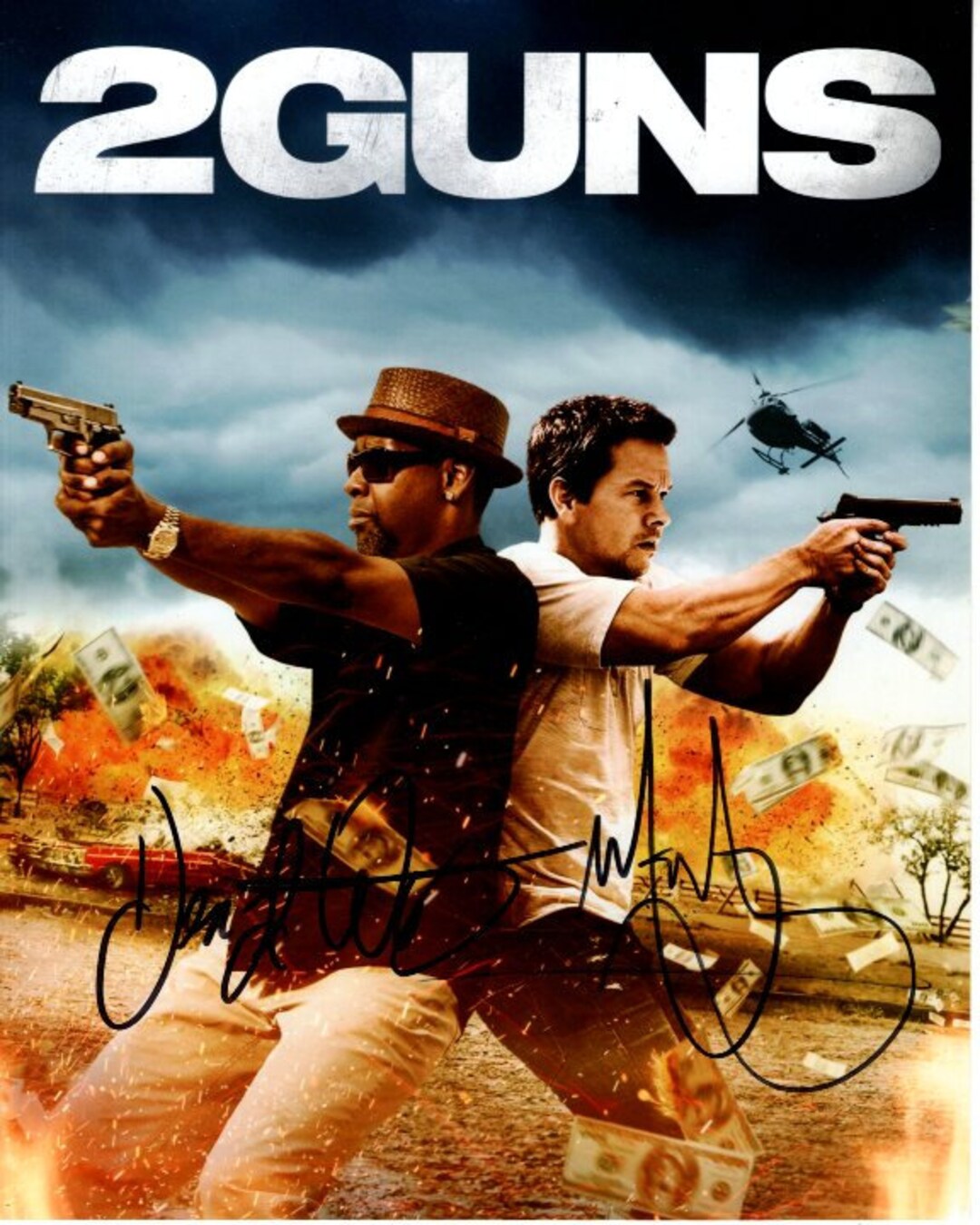 Mark Wahlberg and Denzel Washington Signed Autographed 8x10 2 Guns ...