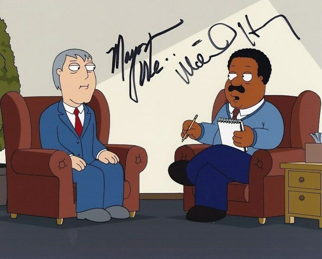 Adam West and Mike Henry Signed Family Guy Mayor & Cleveland 8x10 Photo ...