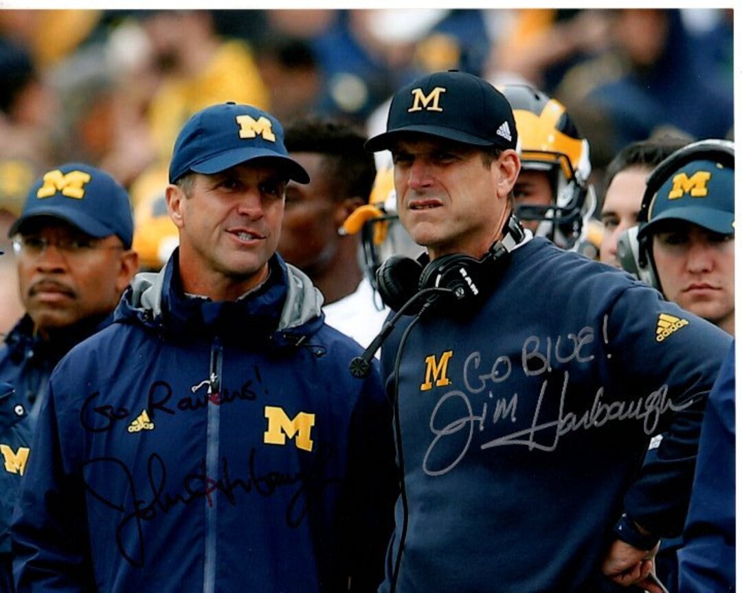 Jim and John Harbaugh Signed Autographed 8x10 University of Michigan ...