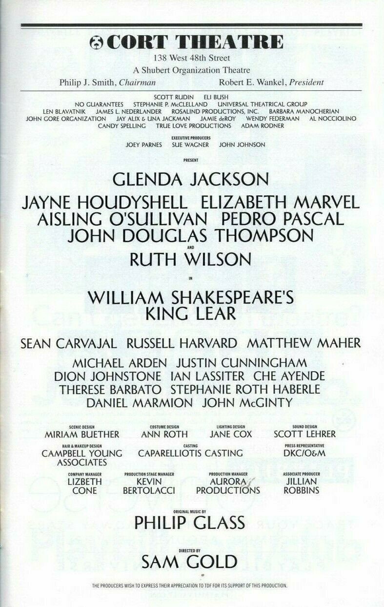 William Shakespeare's King Lear Signed Autographed Cast Playbill - Etsy