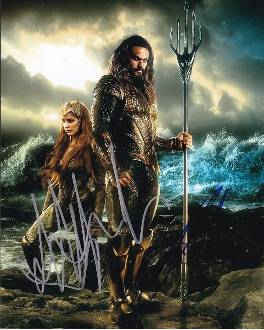 Jason Momoa and Amber Heard Signed Autographed 8x10 Aquaman Arthur ...