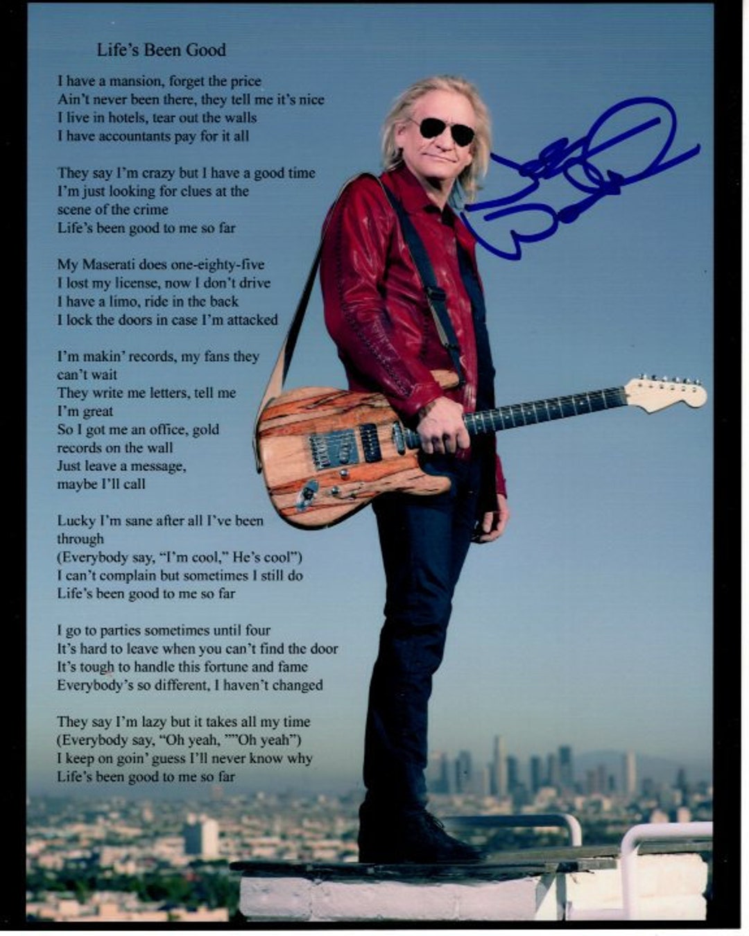 Joe Walsh Signed Autographed 8x10 Life's Been Good Lyrics Metallic ...