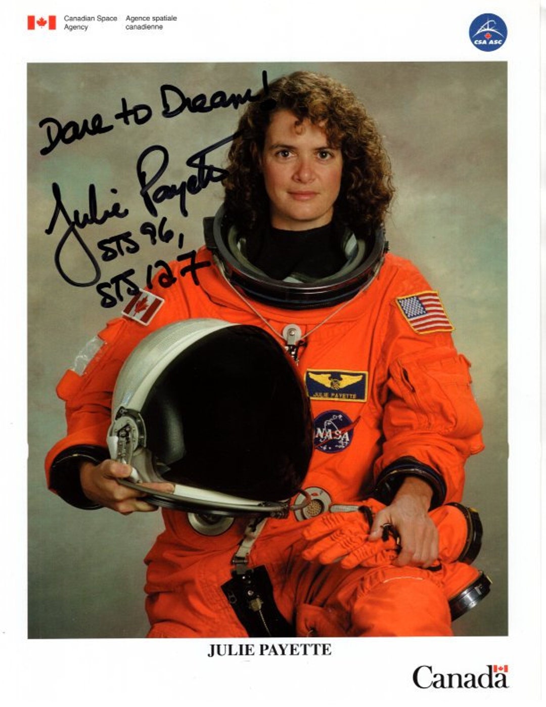 Julie Payette Signed Autographed 8.5x11 CSA Astronaut Litho Photo GREAT ...