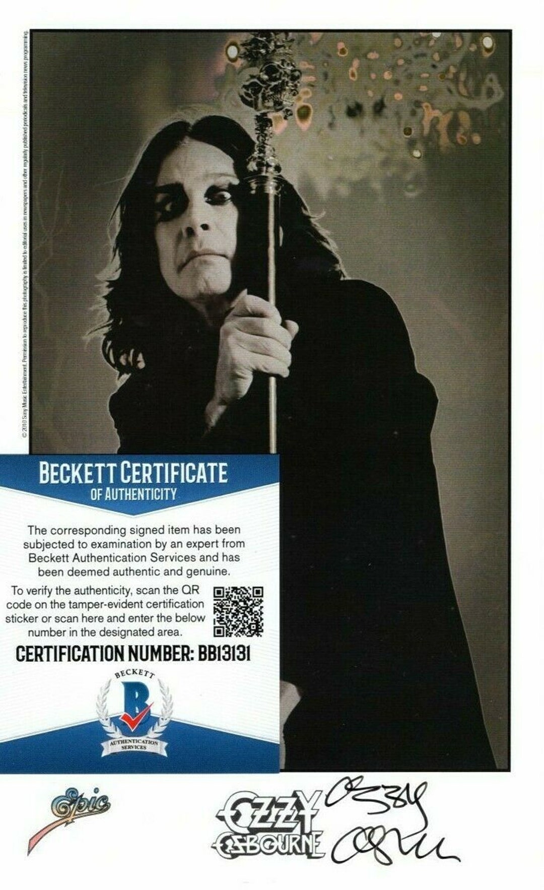 Ozzy Osbourne Signed 5x8 Photo Beckett Bas - Etsy