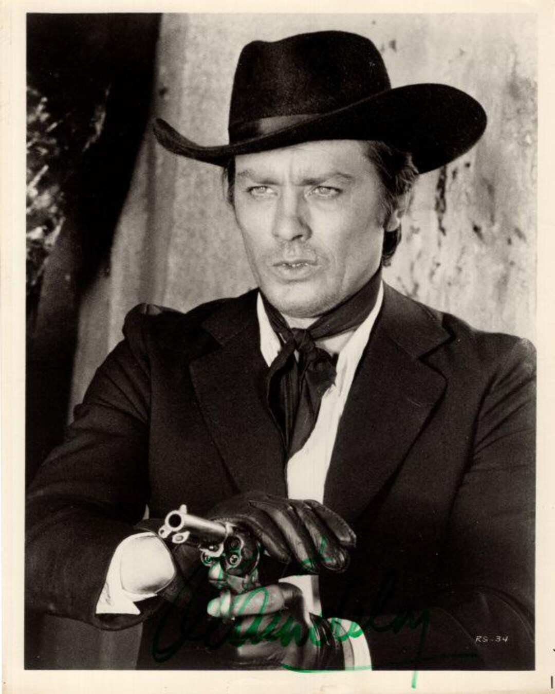 Alain Delon Signed Autographed 8x10 Red Sun Gauche Vintage Cowboy Press ...