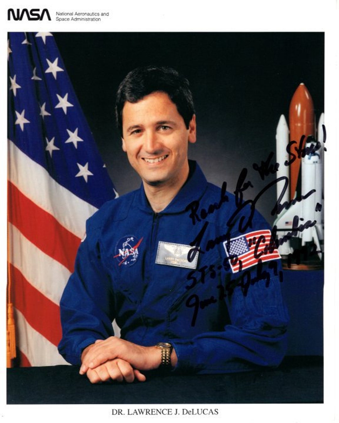 Lawrence J. Delucas Signed Autographed 8x10 NASA Astronaut Litho Photo ...