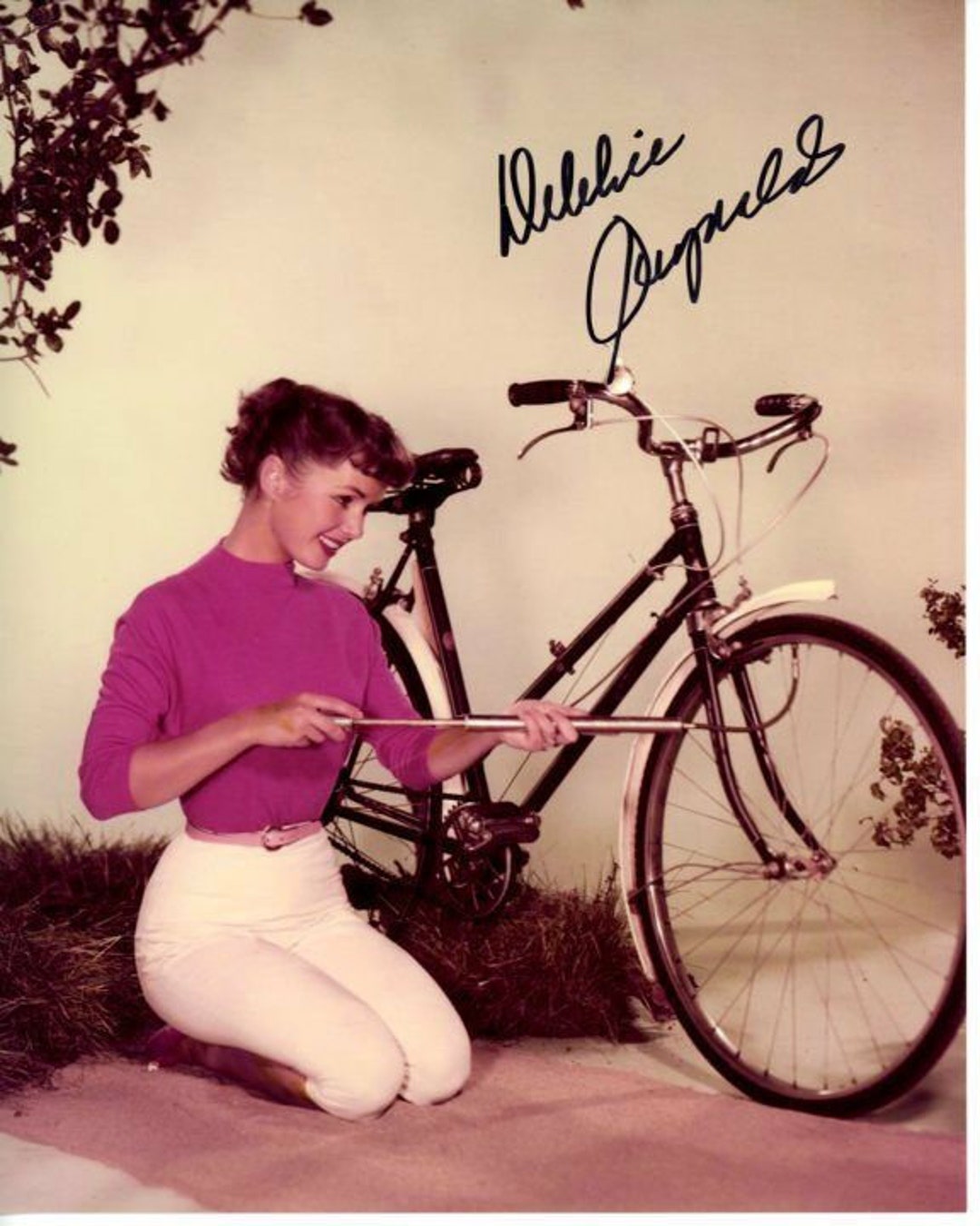 Debbie Reynolds Signed Autographed 8x10 Bicycle Photo - Etsy