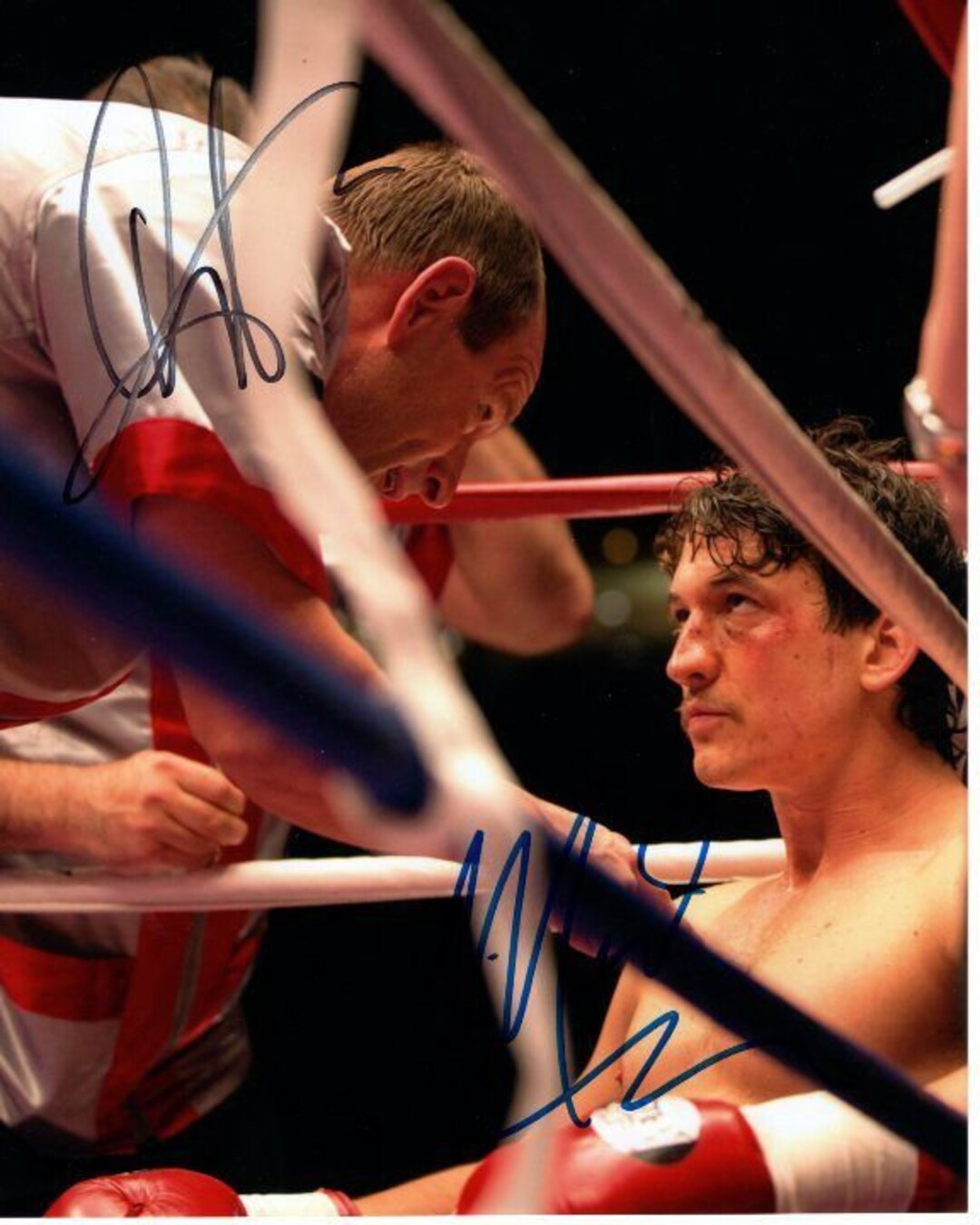 Aaron Eckhart and Miles Teller Signed Autographed Bleed for This 8x10 ...