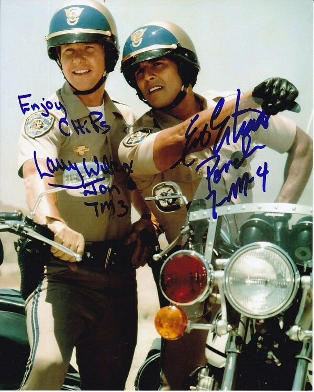 Erik Estrada and Larry Wilcox Signed Autographed 8x10 Chips - Etsy