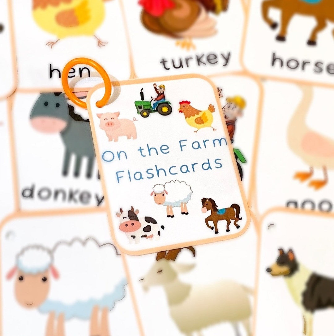 Farm Animals Flashcards, Children's on the Farm Flashcards, Kids Animal ...