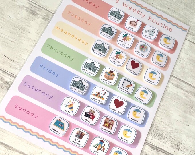 Childrens Weekly Planner, Visual Timetable for Kids, Daily Routine ...