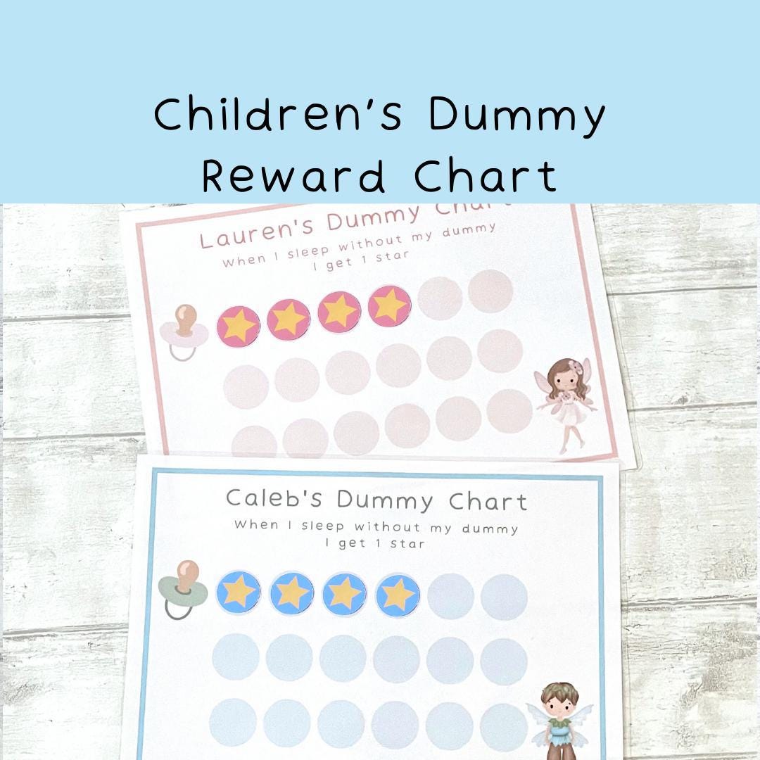 Children's Dummy Chart, Dummy Reward Chart, Personalised Chart, Dry ...