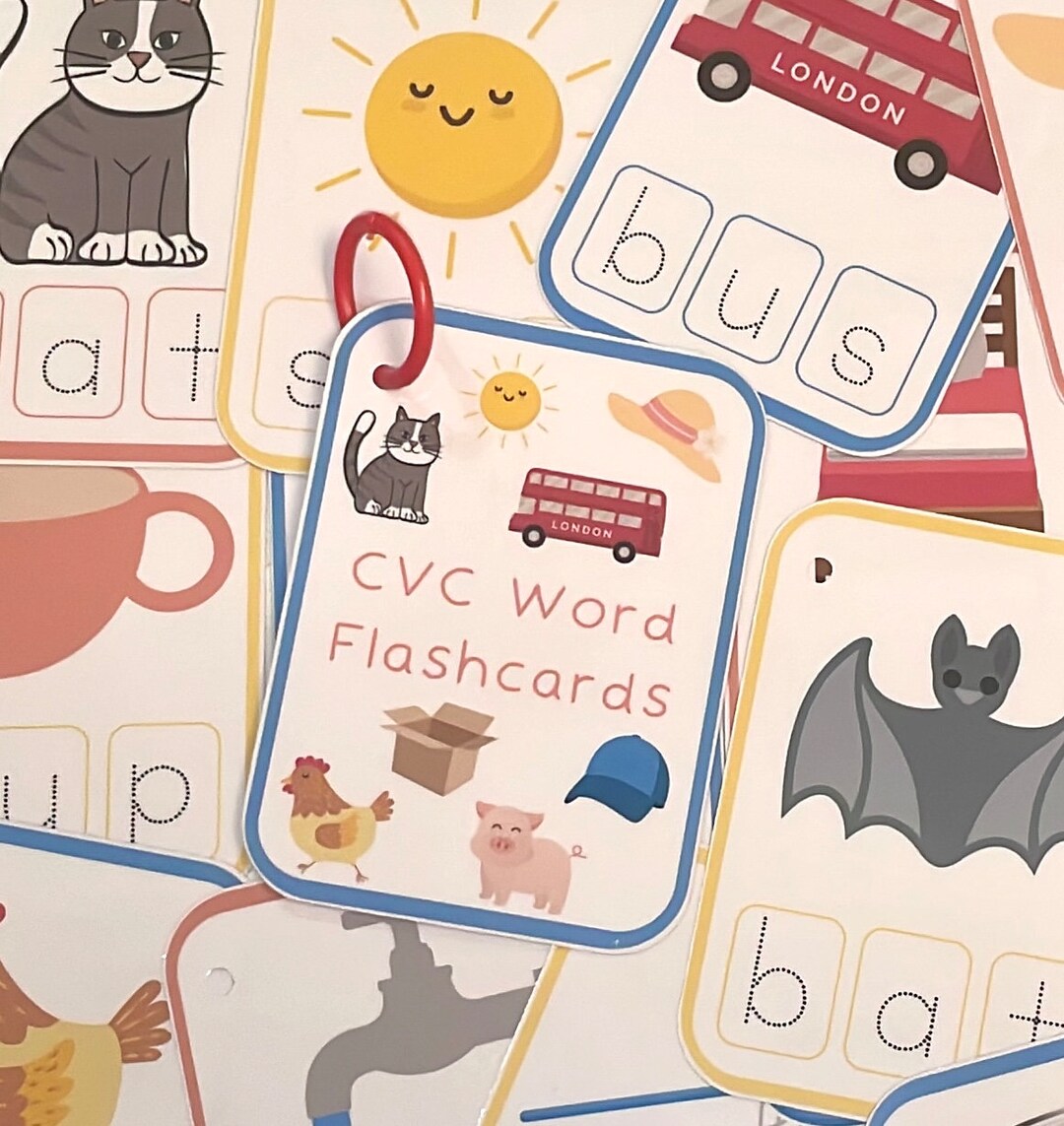 CVC Word Flashcards Children's Phonics Words Spelling - Etsy UK