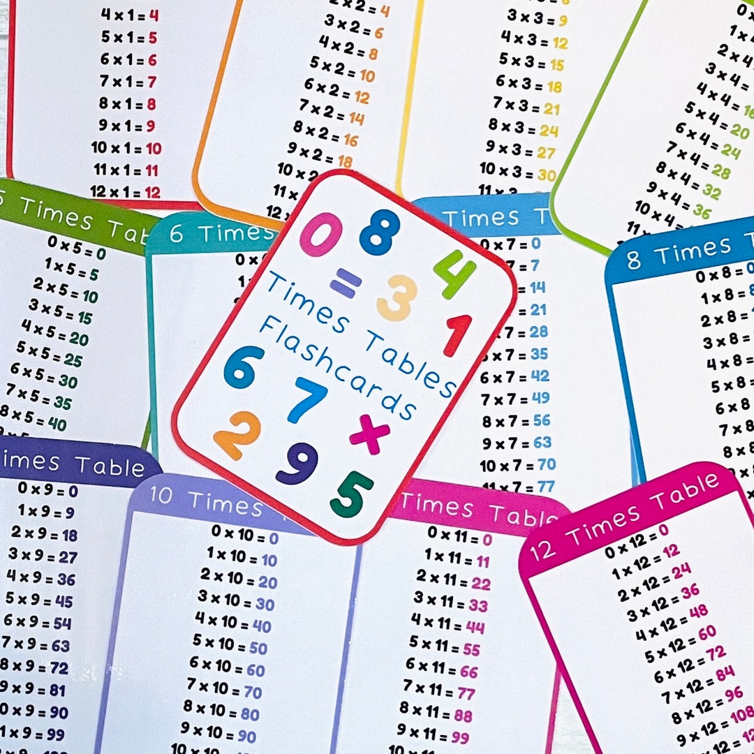 Times Tables Flashcard Bundle, Children's Multiplication, Timestables ...