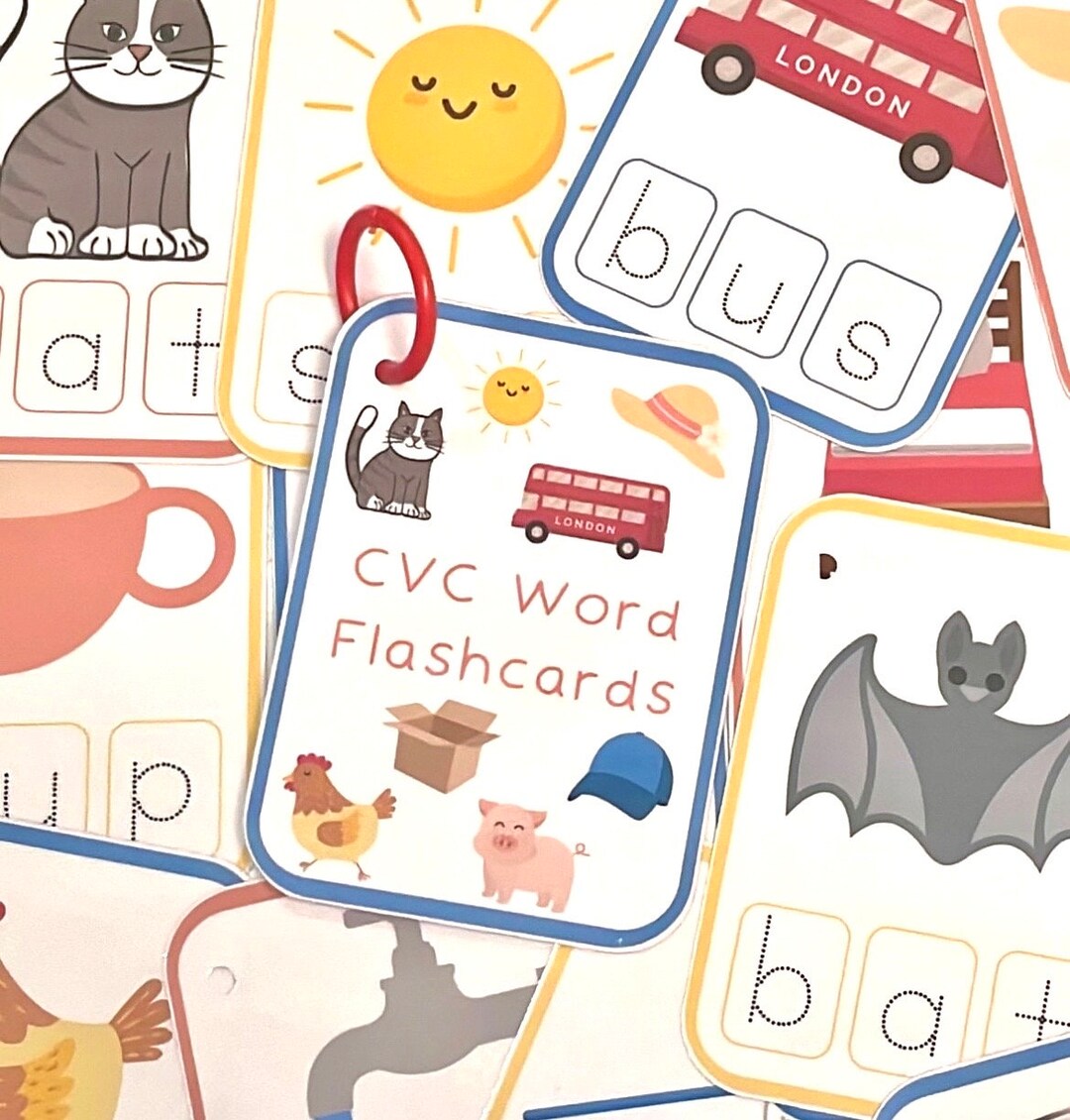 CVC Word Flashcards, Children's Phonics Words, Spelling, Phonic Reading ...