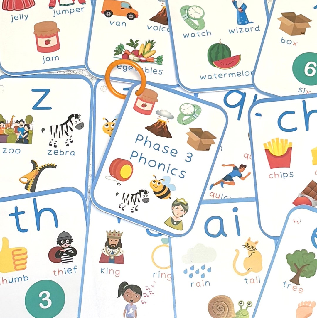 Phase 3 Phonics Flashcards, Children Phonics Learning, Set 1 Reading ...