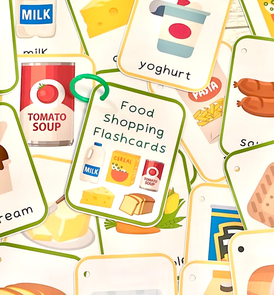 Food Shopping Flashcards Children's Food Words Shopping - Etsy
