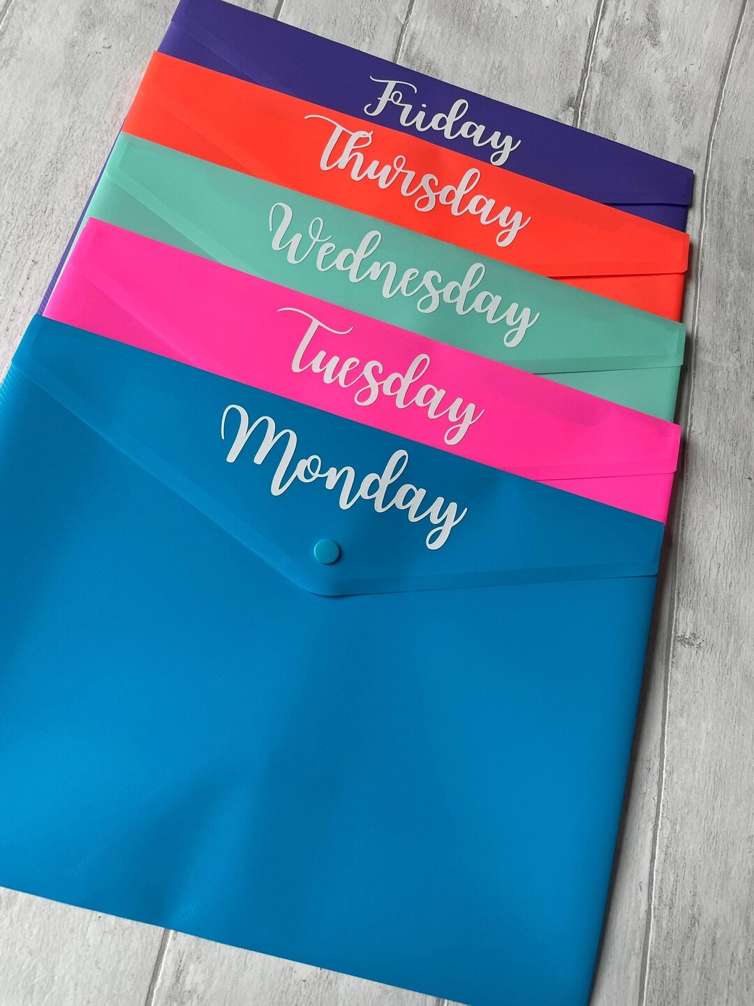 Teacher Days of the Week Folders, A4 Document Wallets File, Button ...