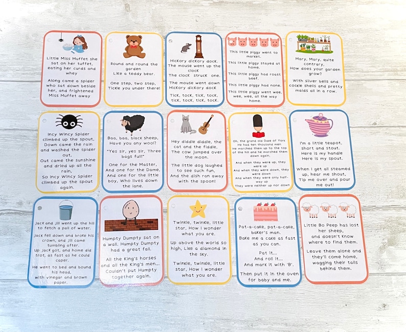 Children's Nursery Rhyme Flashcards Songs Singing | Etsy