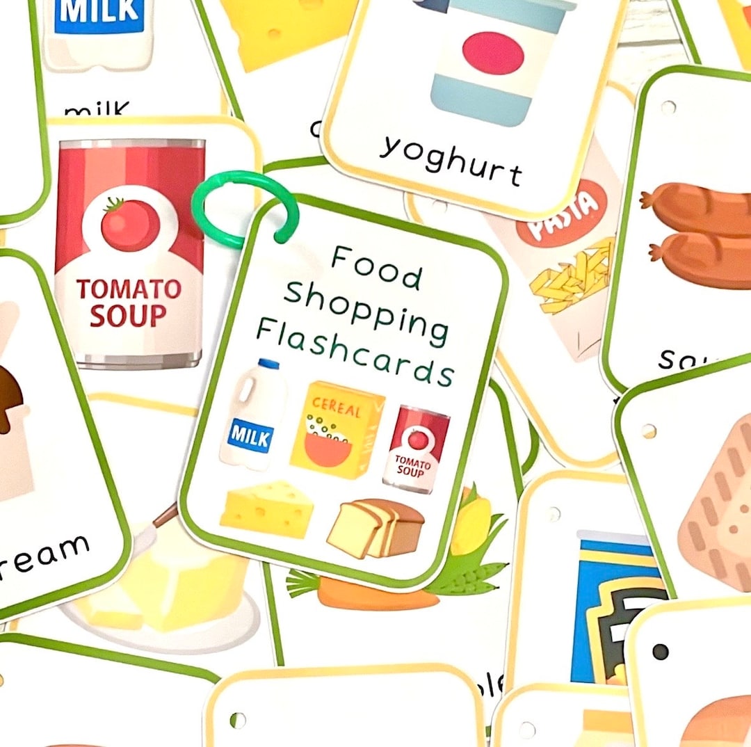 Food Shopping Flashcards, Children's Food Words, Shopping List ...