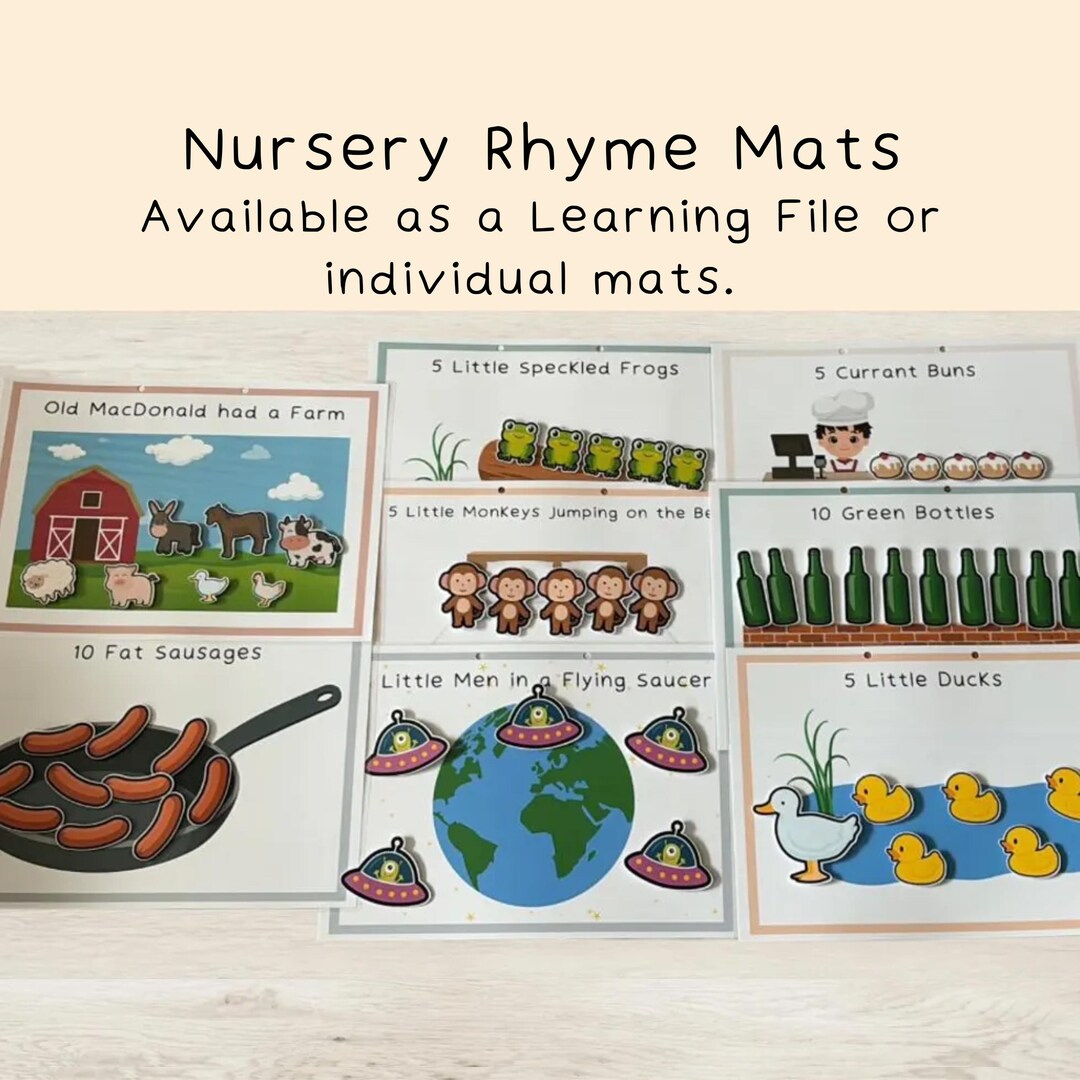 Children's Nursery Rhyme Mats, Activity Mats, Child’s Busy Book ...