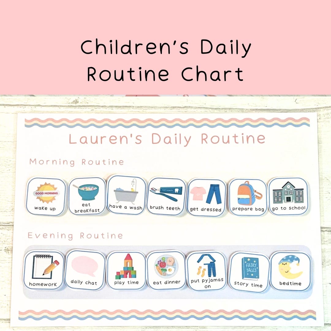 Daily Routine Chart, Children's Personalised Chart, Timetable, Morning ...