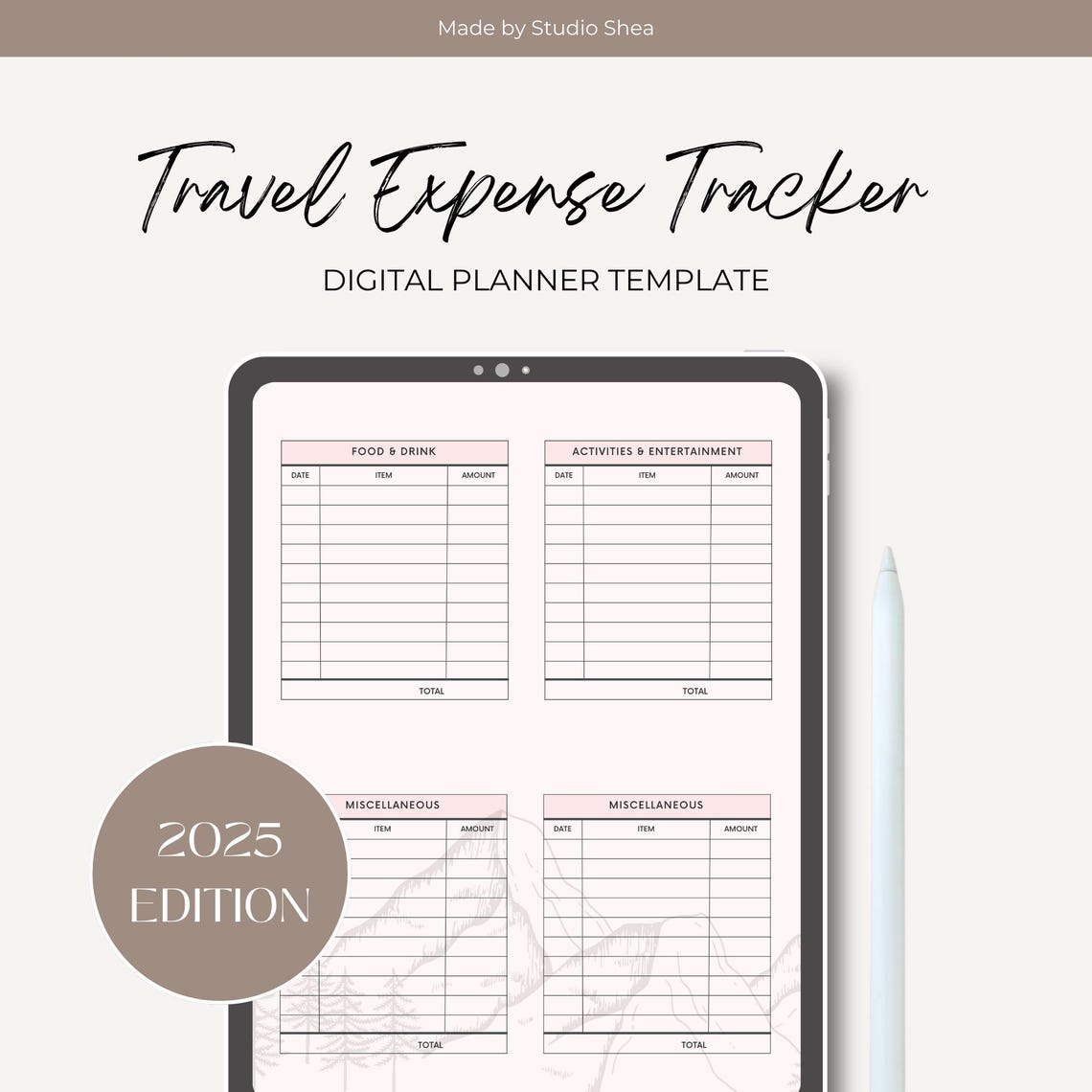 Travel Expense Tracker Printable | Vacation Budget Planner | Trip Cost ...