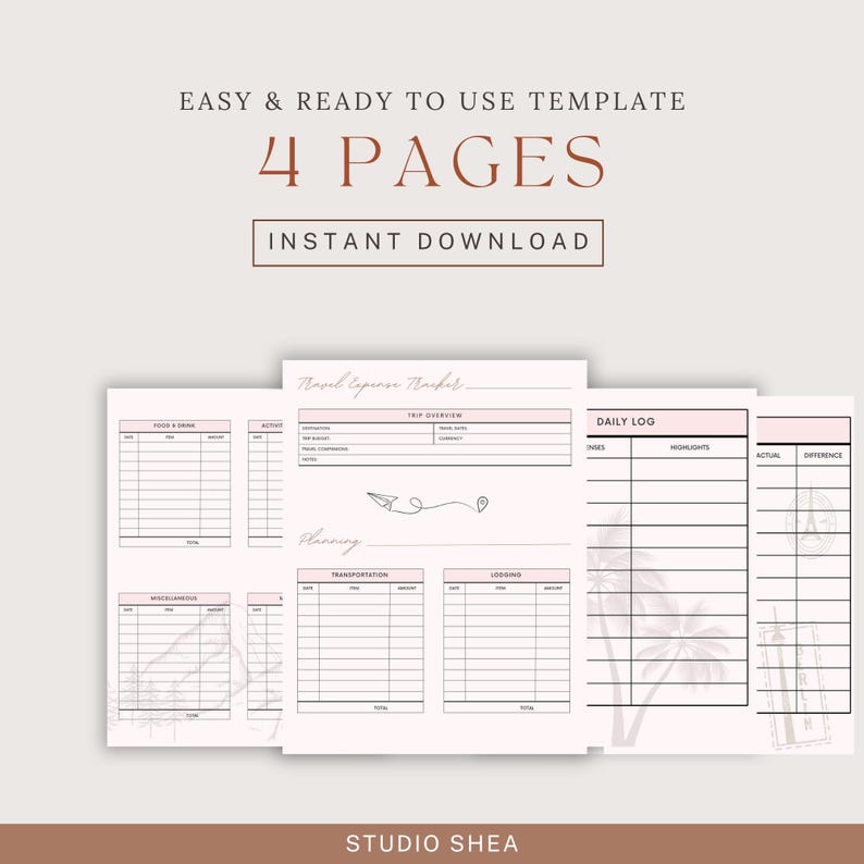Travel Expense Tracker Printable | Vacation Budget Planner | Trip Cost ...