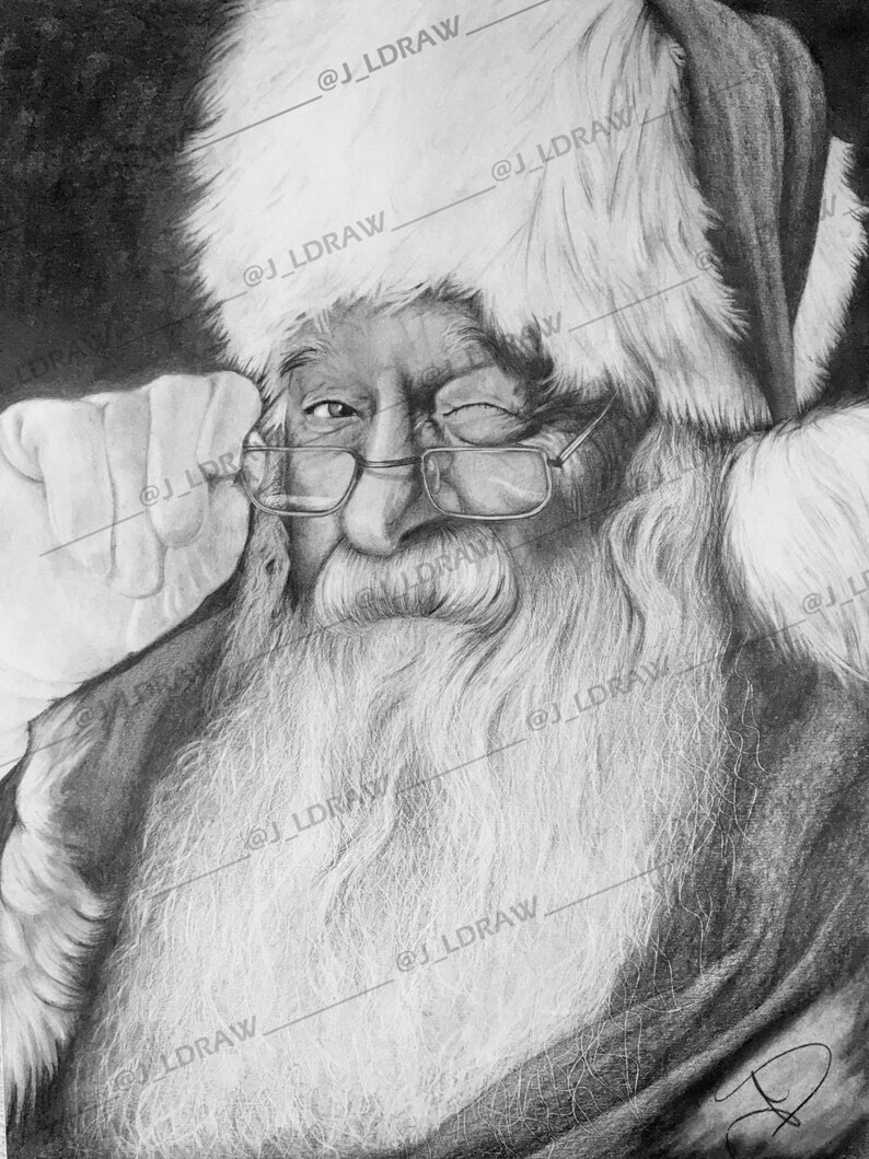 ORIGINAL Drawing of Santa Claus - Etsy