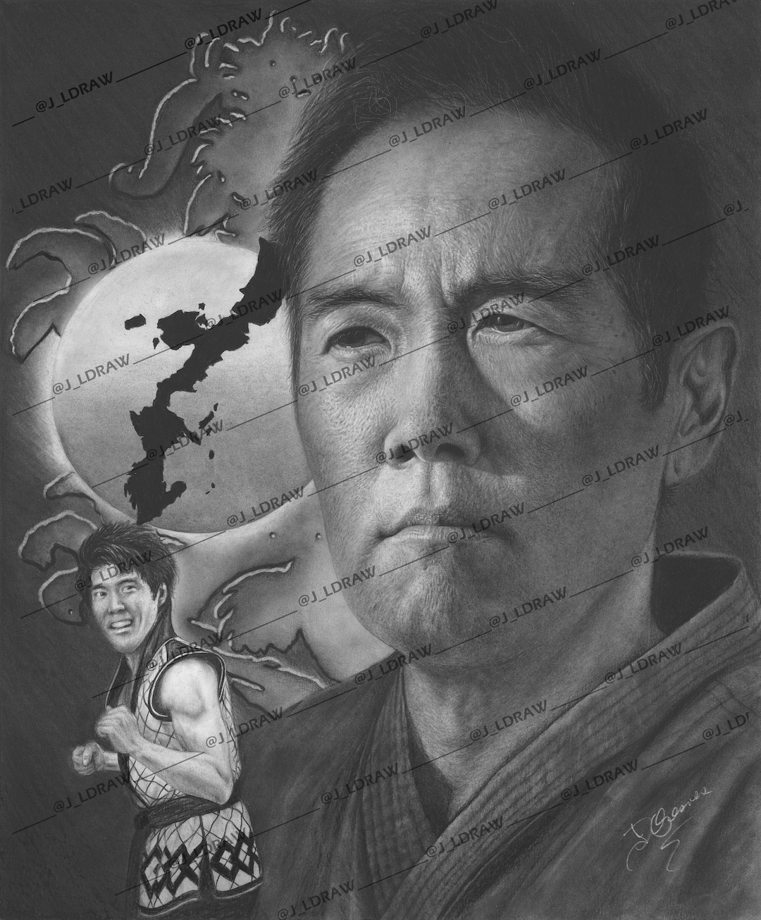 Portrait of Chozen Toguchi - Karate Kid - Cobra Kai - Yuji Okumoto - Etsy