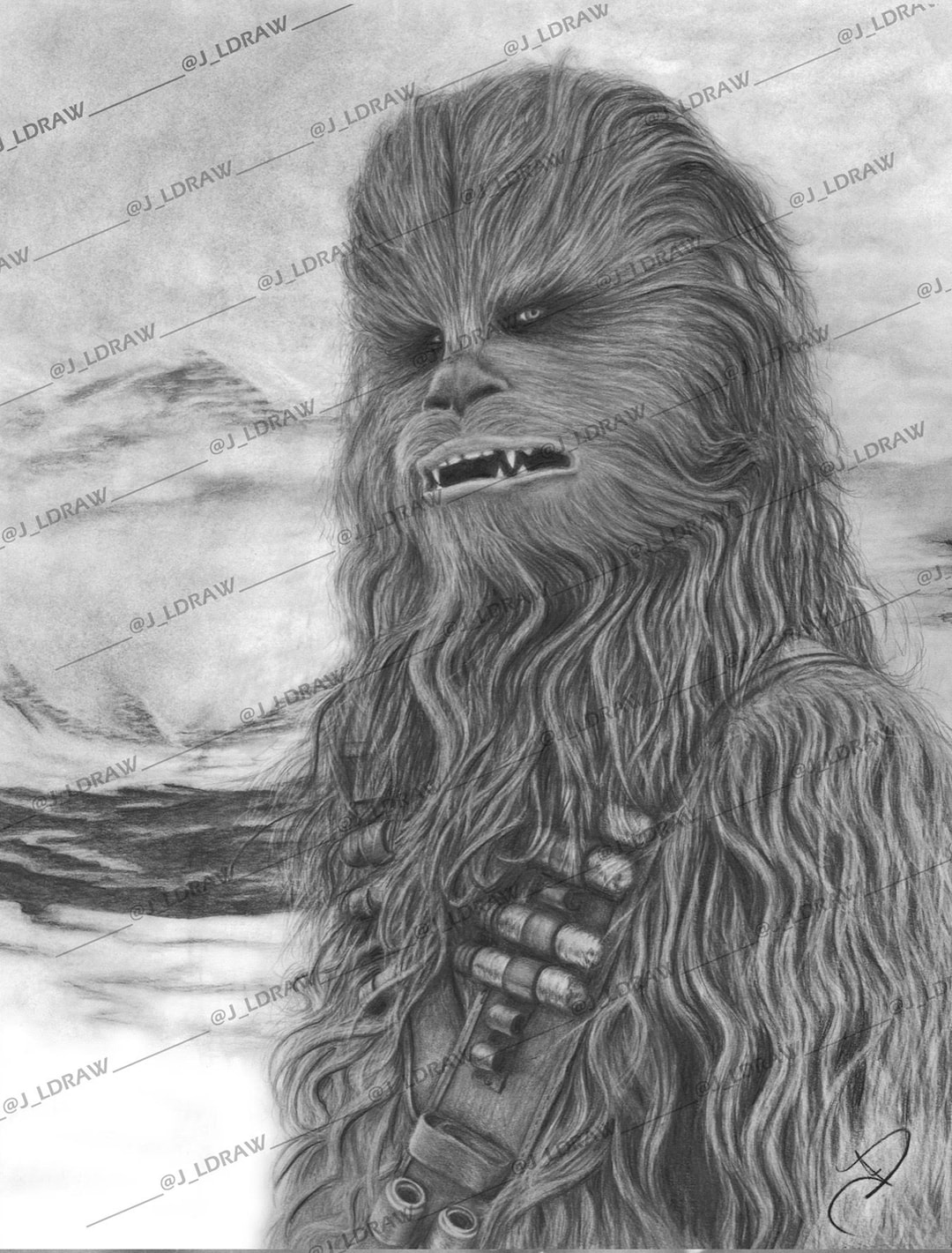 ORIGINAL Portrait of Chewbacca Aka Chewie From the Star Wars Movies - Etsy