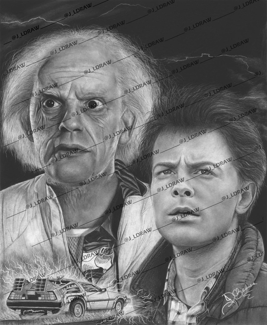 Portrait of Dr. Emmett Brown and Marty Mcfly, From the "back to the ...
