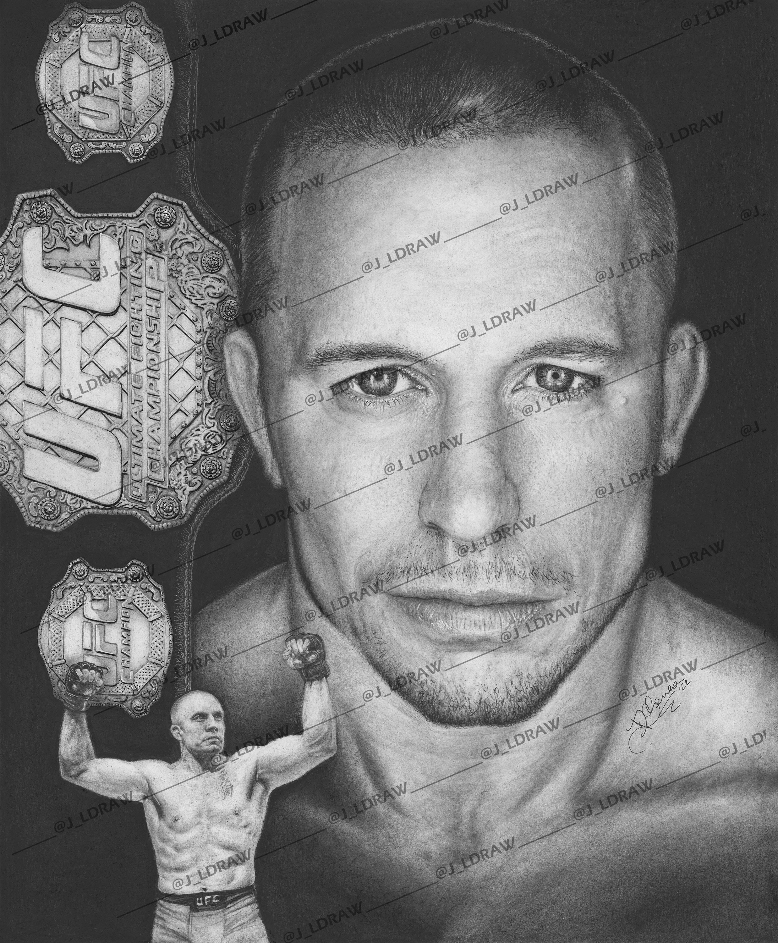 Portrait of Georges St-pierre Aka Rush Aka GSP - Etsy UK