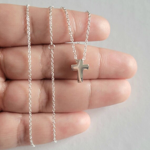 925 Sterling Silver Mini Thick Cross Necklace14k Gold Vermeil - Etsy