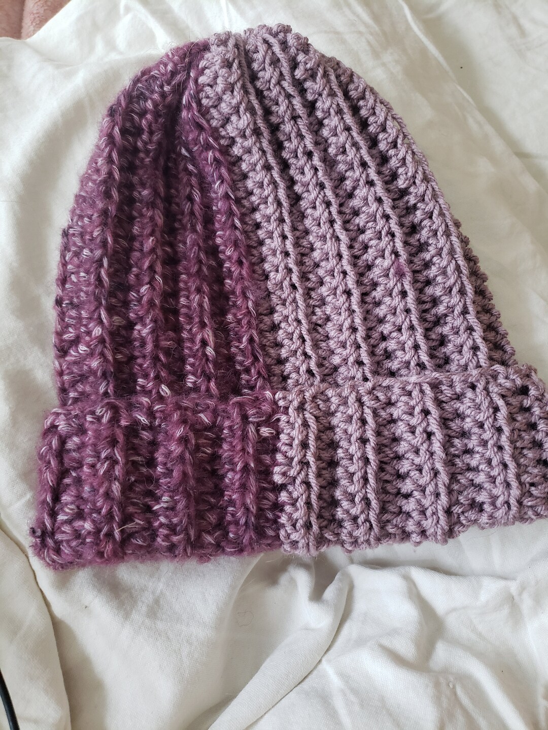 Purple Crochet Toque Split Colour, Handmade, Gifts - Etsy