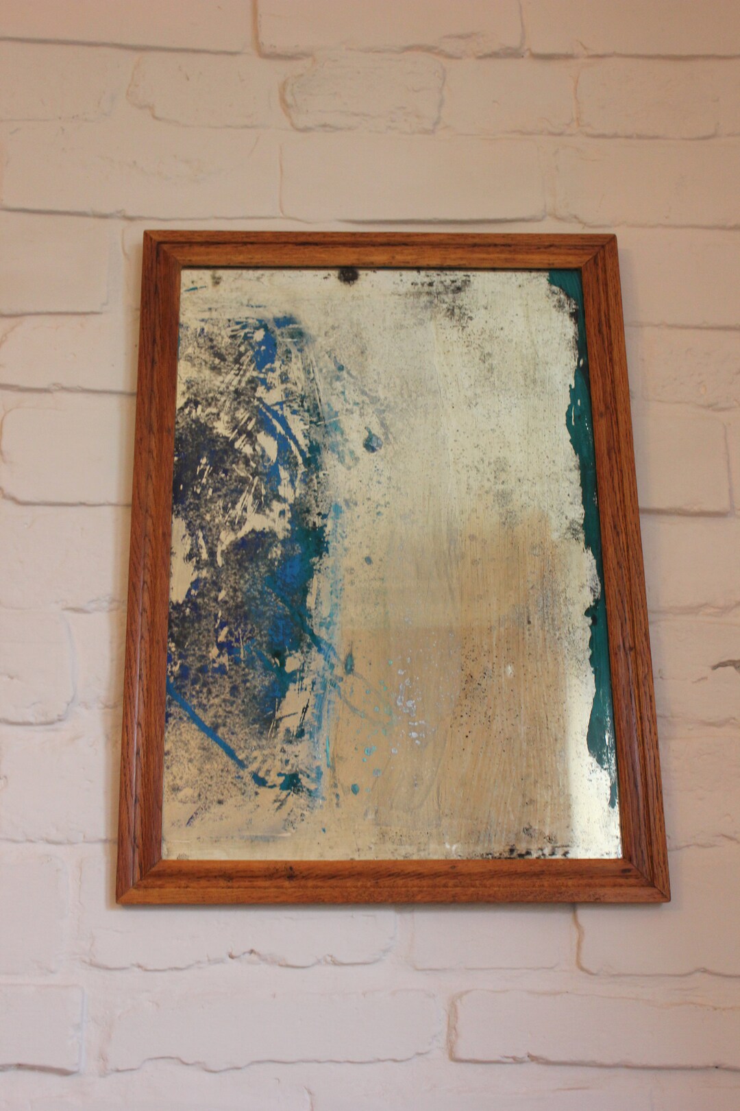 Distressed Blue Mirror Set in a Oak Frame - Etsy