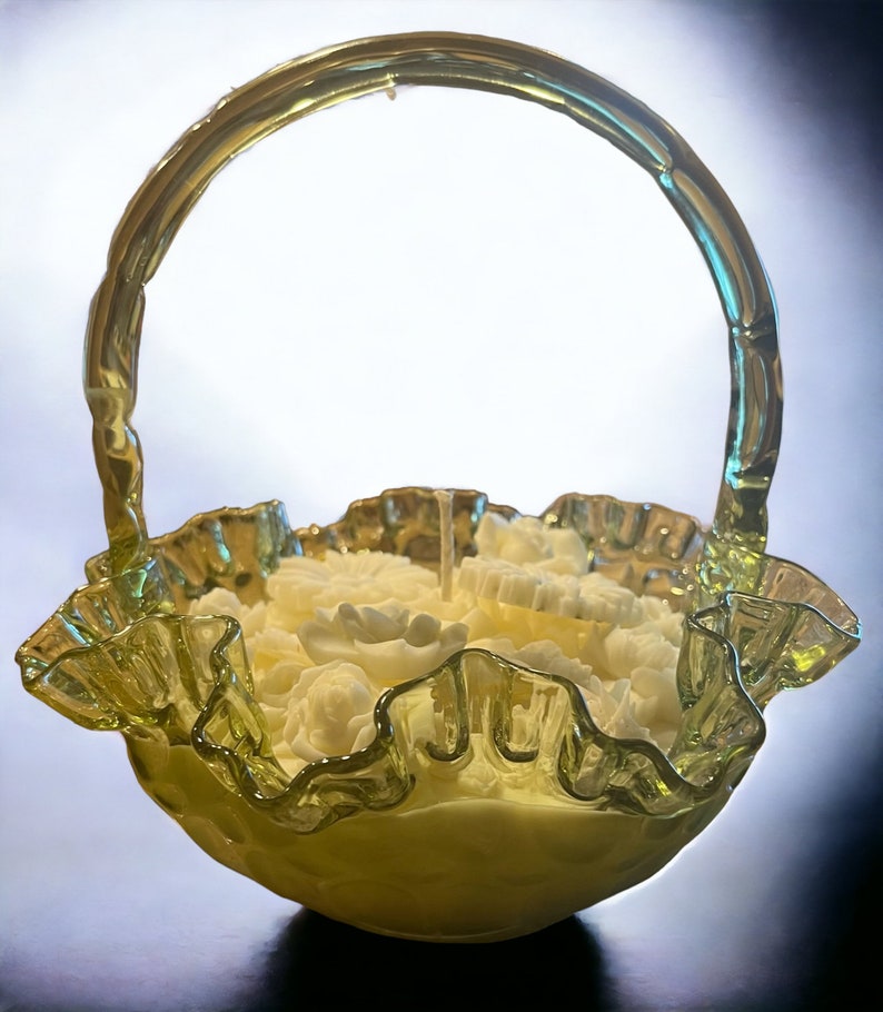 Vintage Handcrafted 1960's Fenton Glass Colonial Green Thumbprint ...