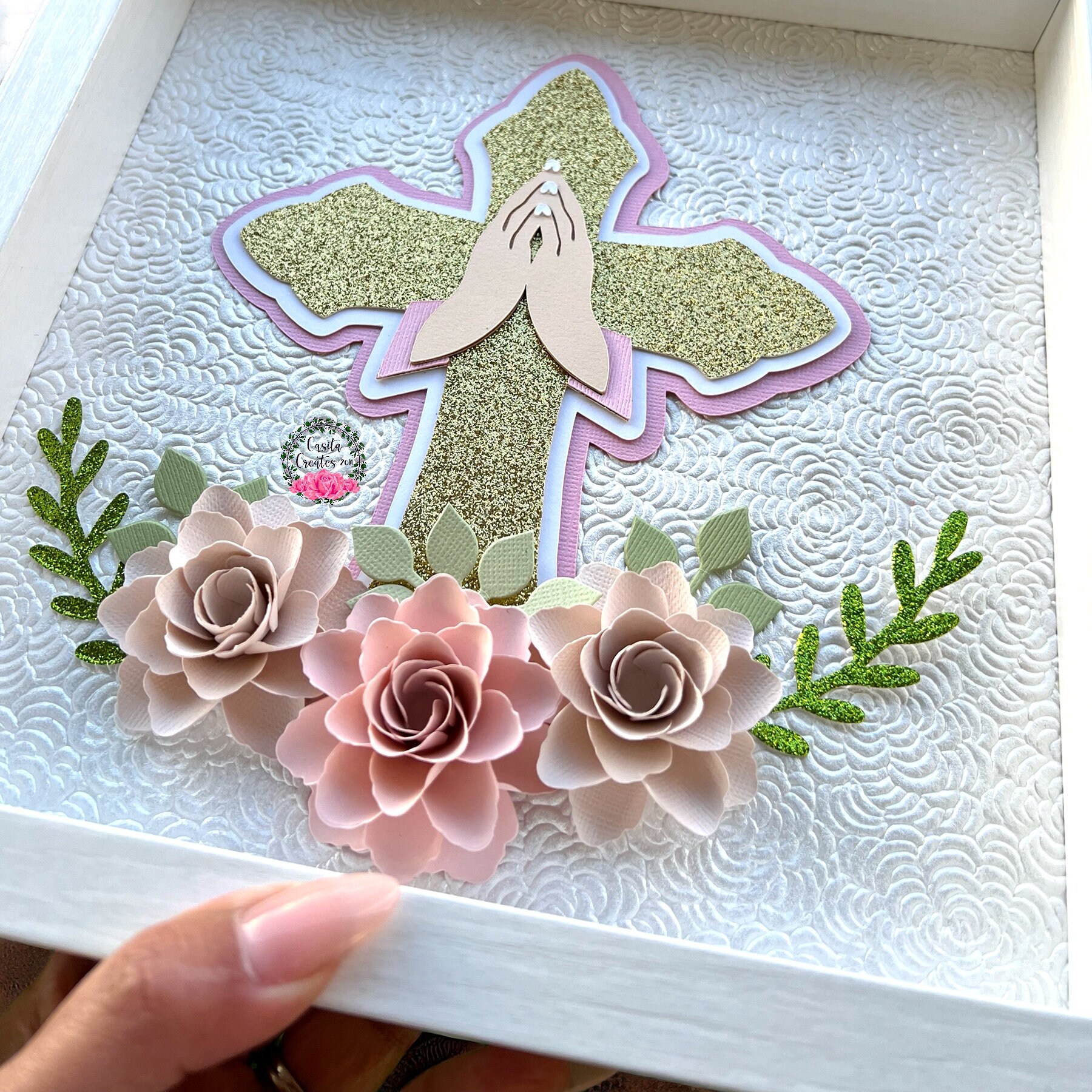 Praying Hands Cross Shadow Box, Praying Hands Cross, Faith Shadow Box ...