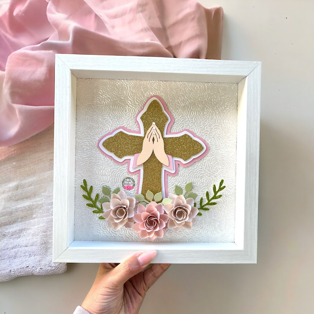 Praying Hands Cross Shadow Box, Praying Hands Cross, Faith Shadow Box ...