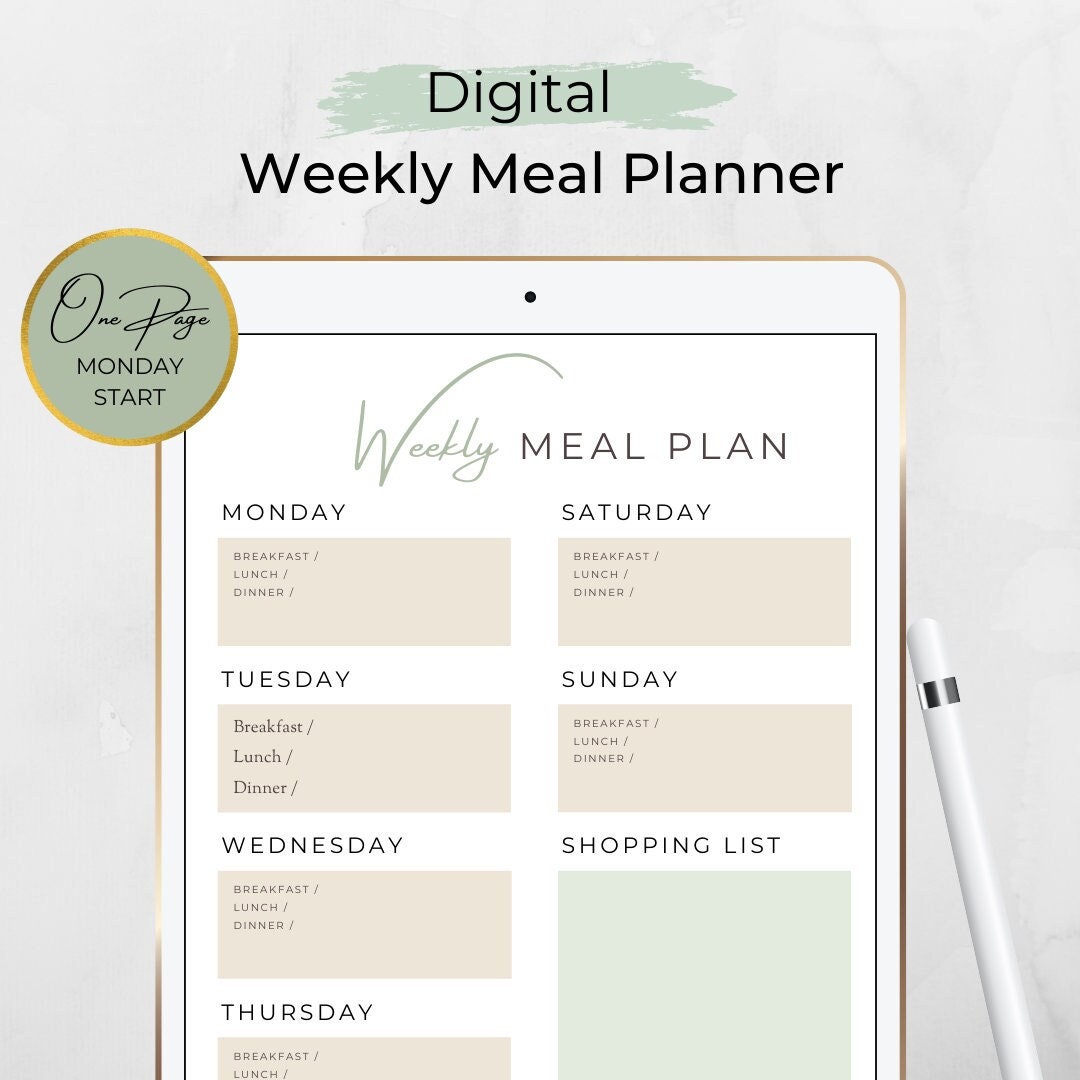 Printable Weekly Meal Planner With Grocery List, Weekly Menu Planner ...