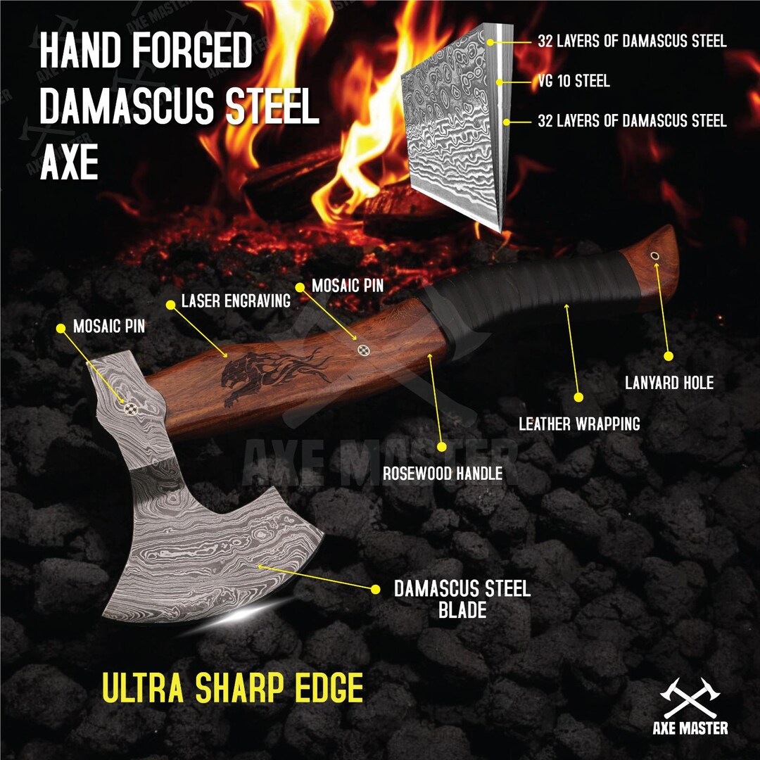 Hand Forged Tomahawk Axe, Damascus Axe, Tomahawk Axe, Personalized Gift ...