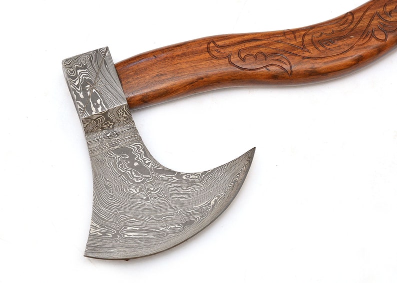 20damascus Steel Tomahawk Hatchet Axe With Rose Wood Stuff Handle ...