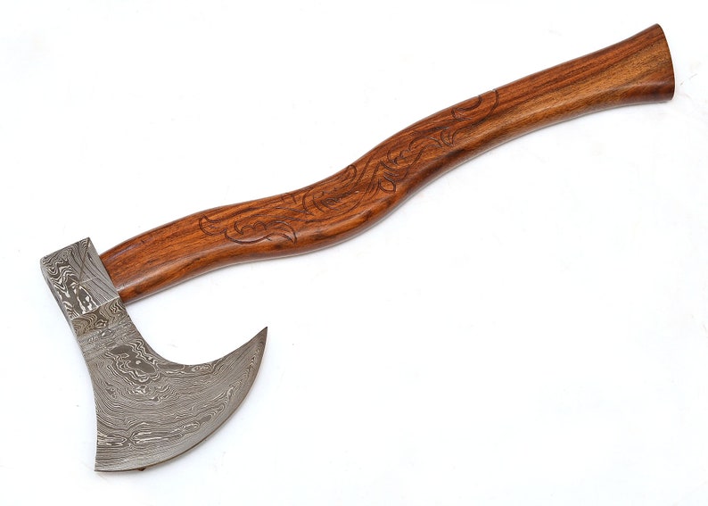 20damascus Steel Tomahawk Hatchet Axe With Rose Wood Stuff Handle ...