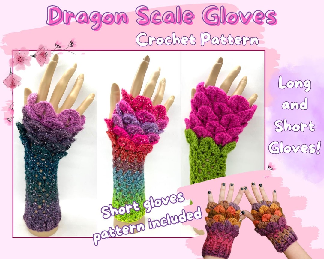 DIGITAL PDF Dragon Scale Gloves Crochet Pattern Crocodile Stitch Gloves ...