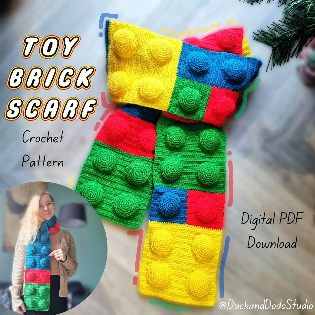 Toy Brick Scarf Crochet Pattern – Adjustable Kids/adult (digital PDF ...