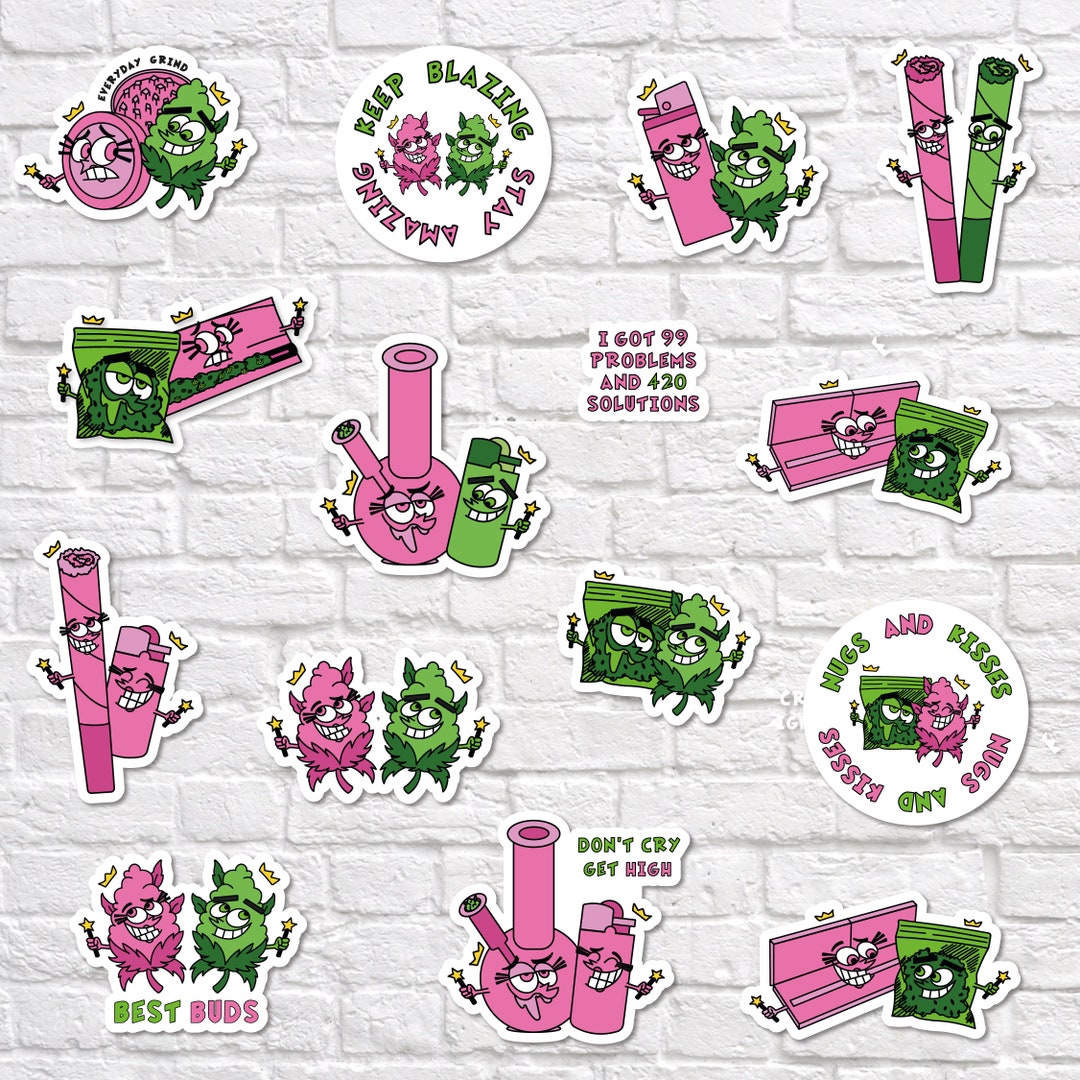 Wanda & Cosmo Stoner Stickers Fairly Odd Parents Wake and Bake Weed ...